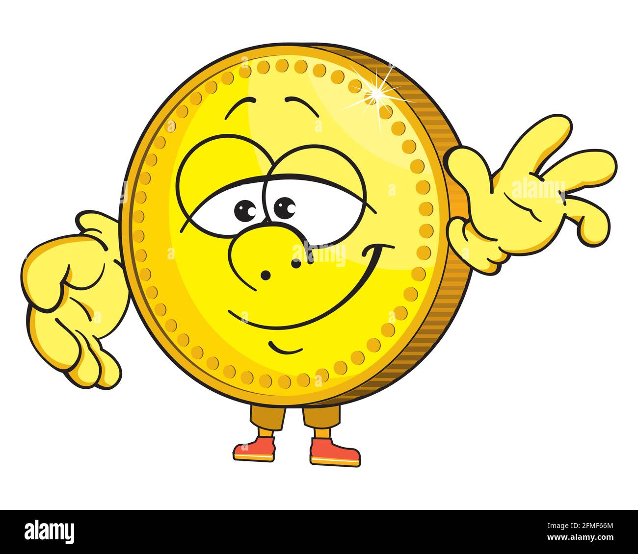 Gold coin, cute cartoon emoticon mascot. Golden Coin Cartoon Character ...