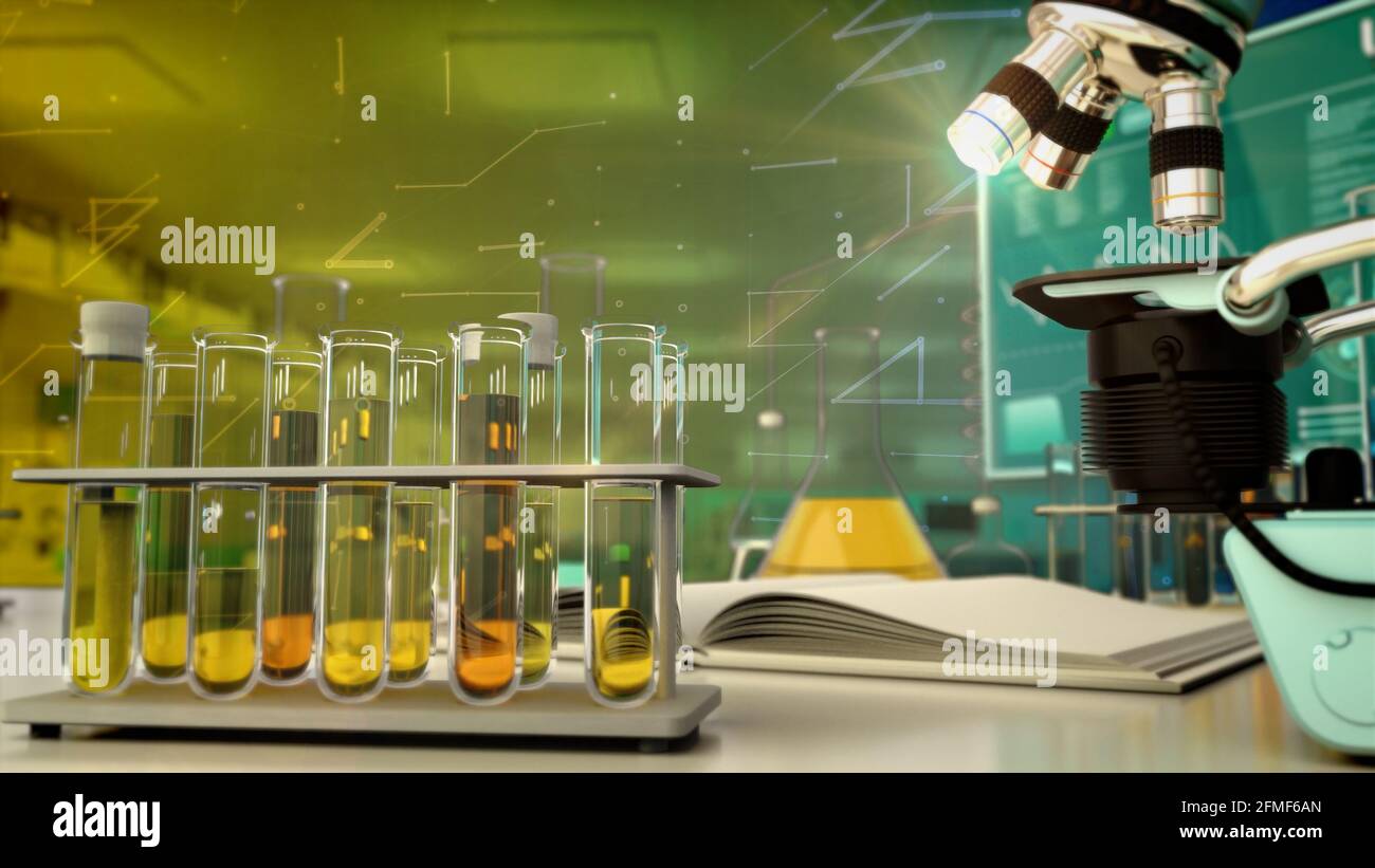 laboratory urine sample test background, cg medical 3d illustration ...