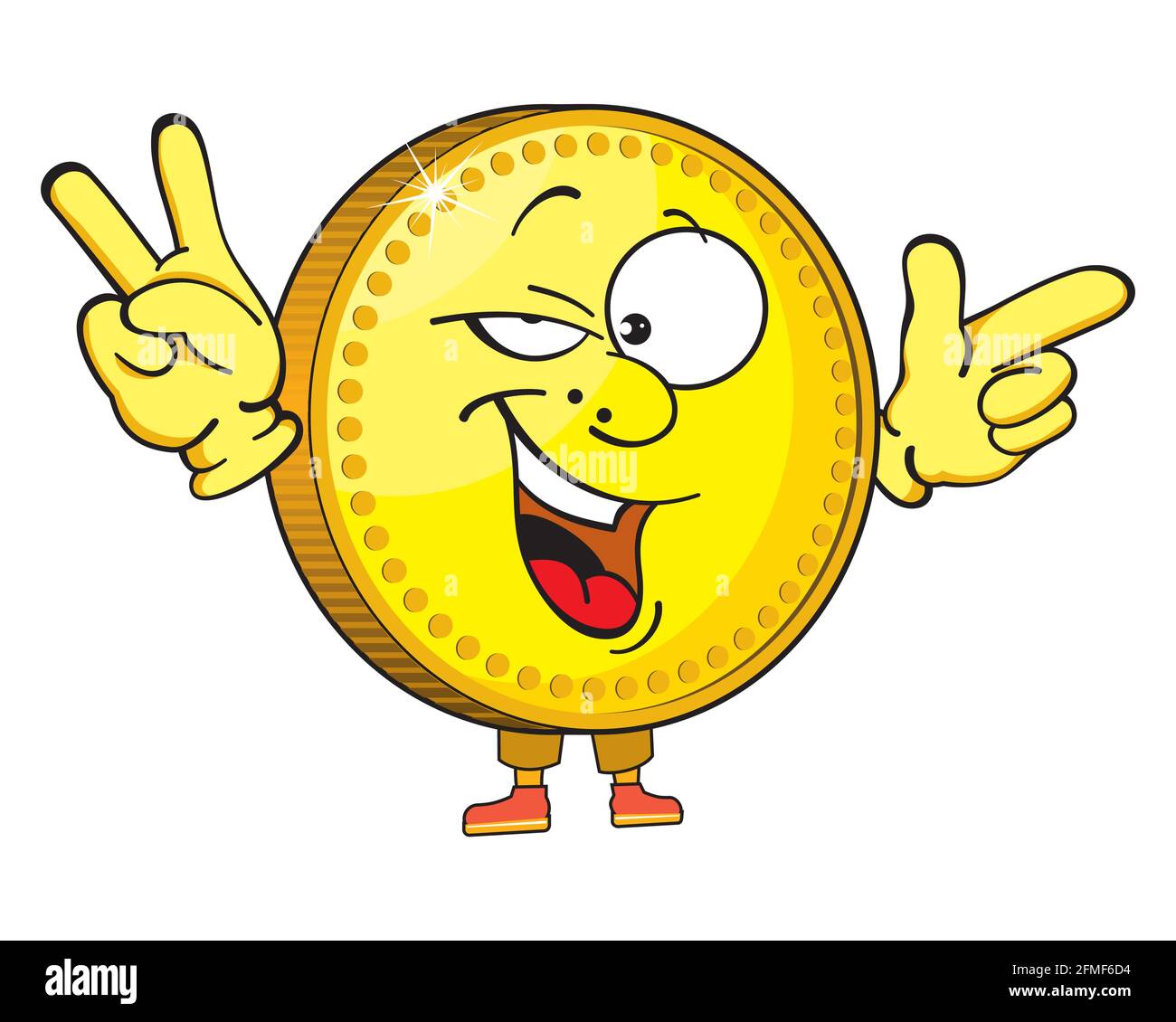 Gold coin, cute cartoon emoticon mascot. Golden Coin Cartoon Character ...