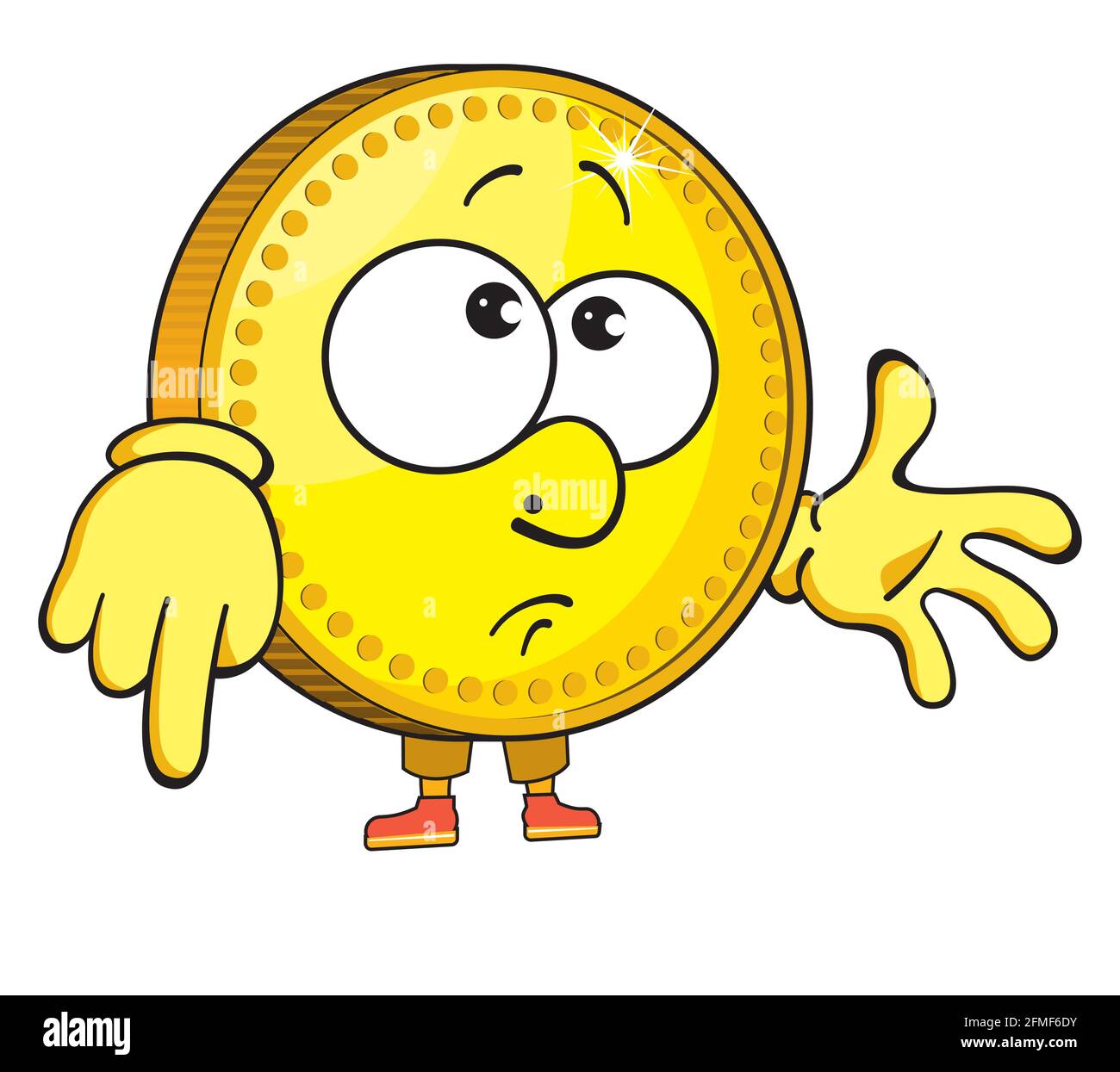 Gold coin, cute cartoon emoticon mascot. Golden Coin Cartoon Character ...