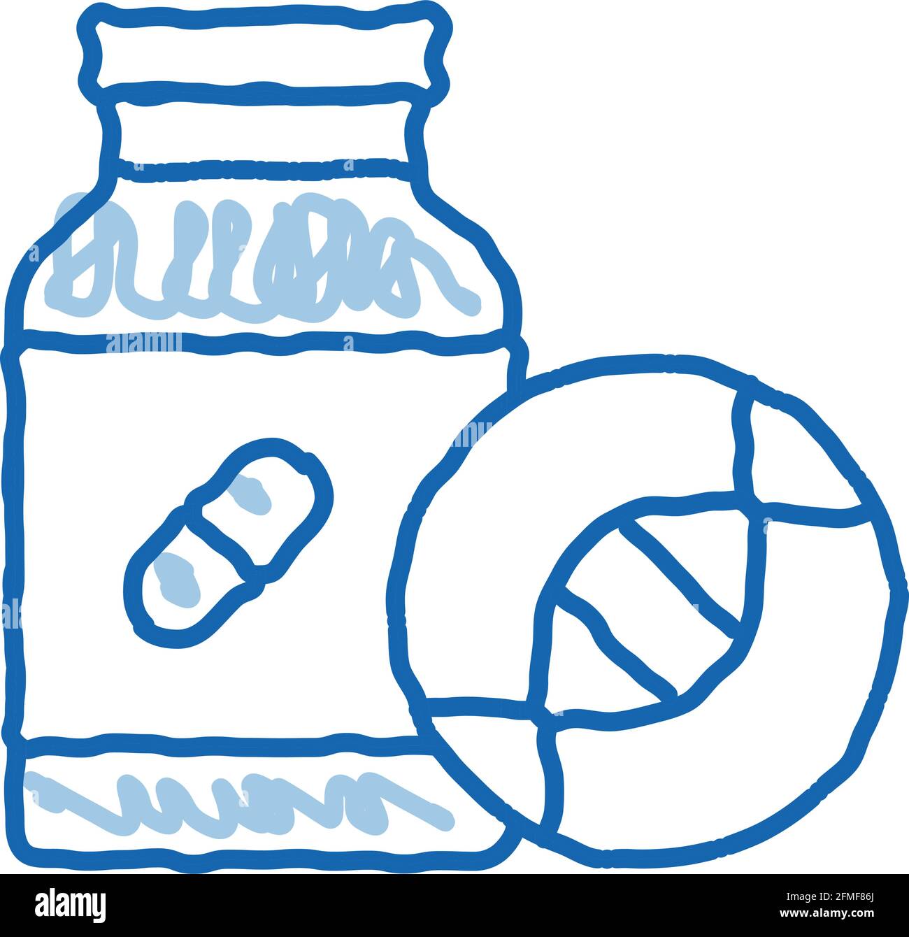 Medical Pill Bottle Biohacking doodle icon hand drawn illustration ...