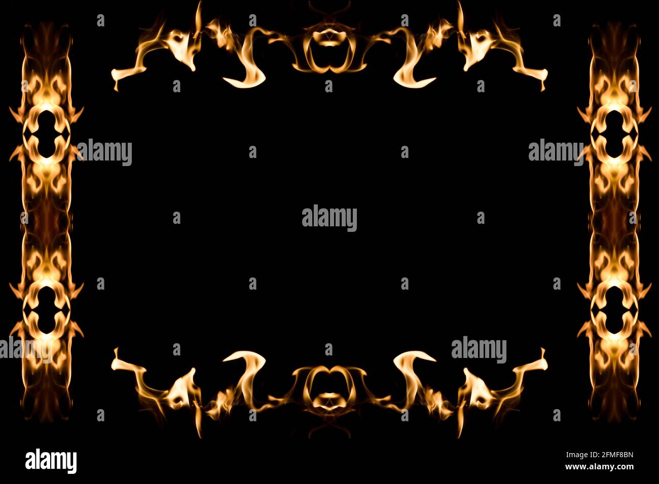 Luxury fire flame frame with free space on black background Stock Photo ...