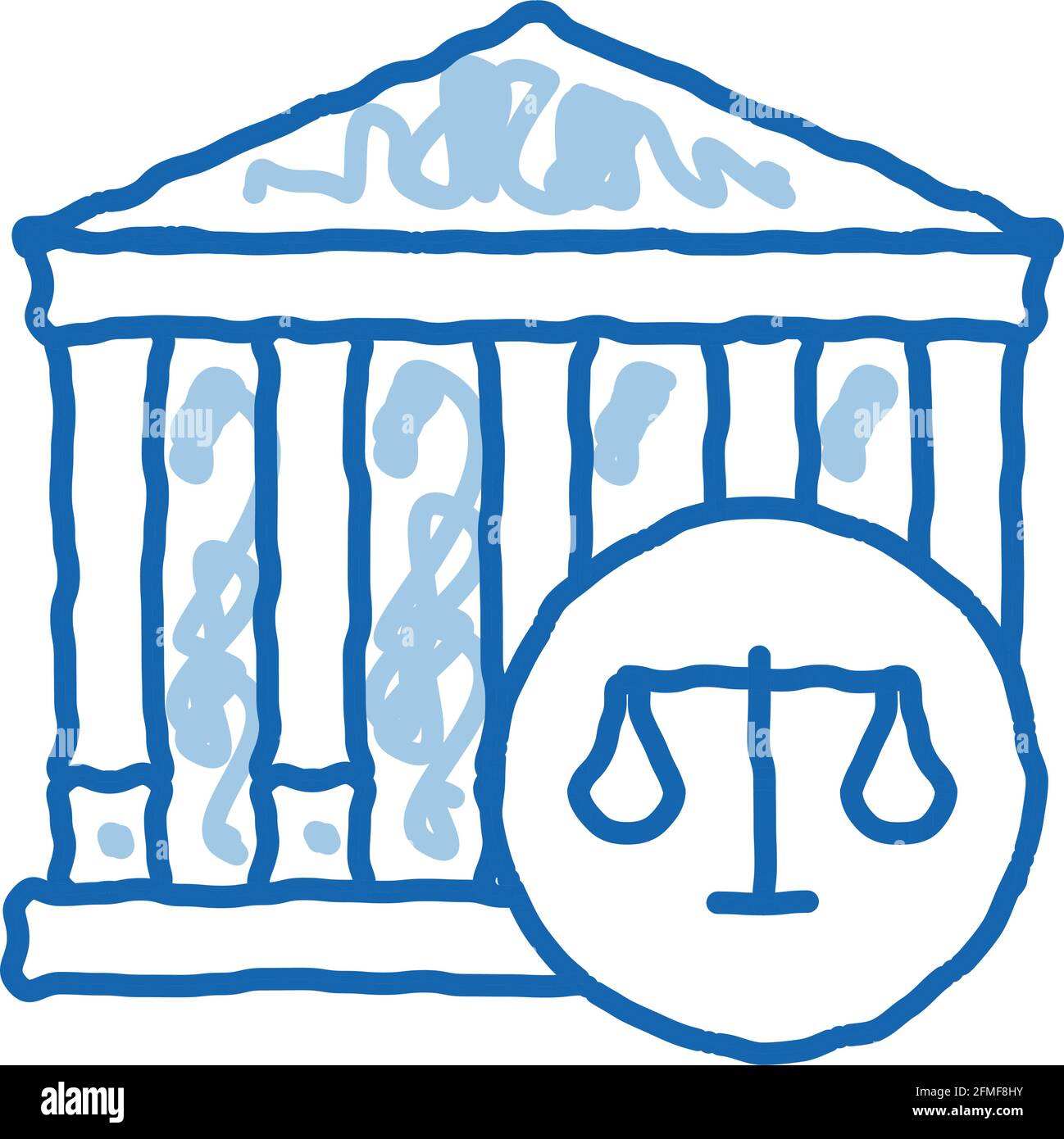 Courthouse Law And Judgement doodle icon hand drawn illustration Stock ...