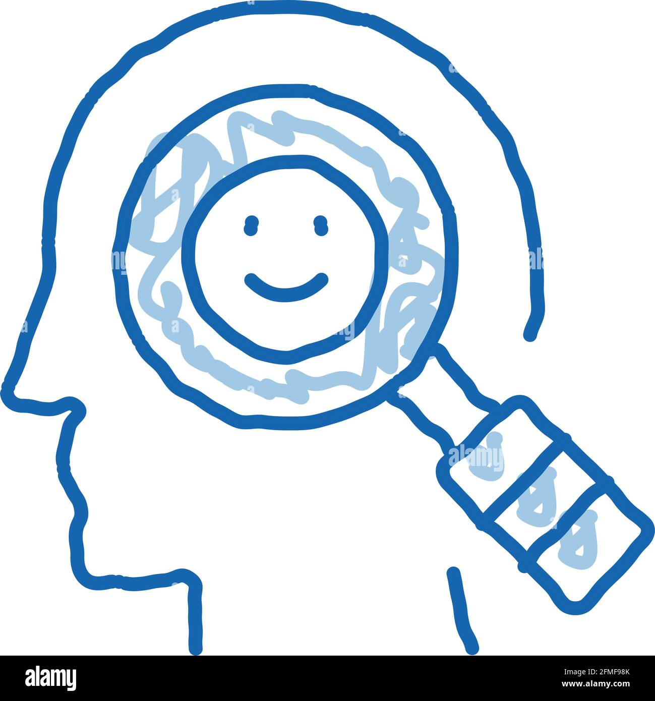 Optimistic Way of Thinking Biohacking doodle icon hand drawn ...