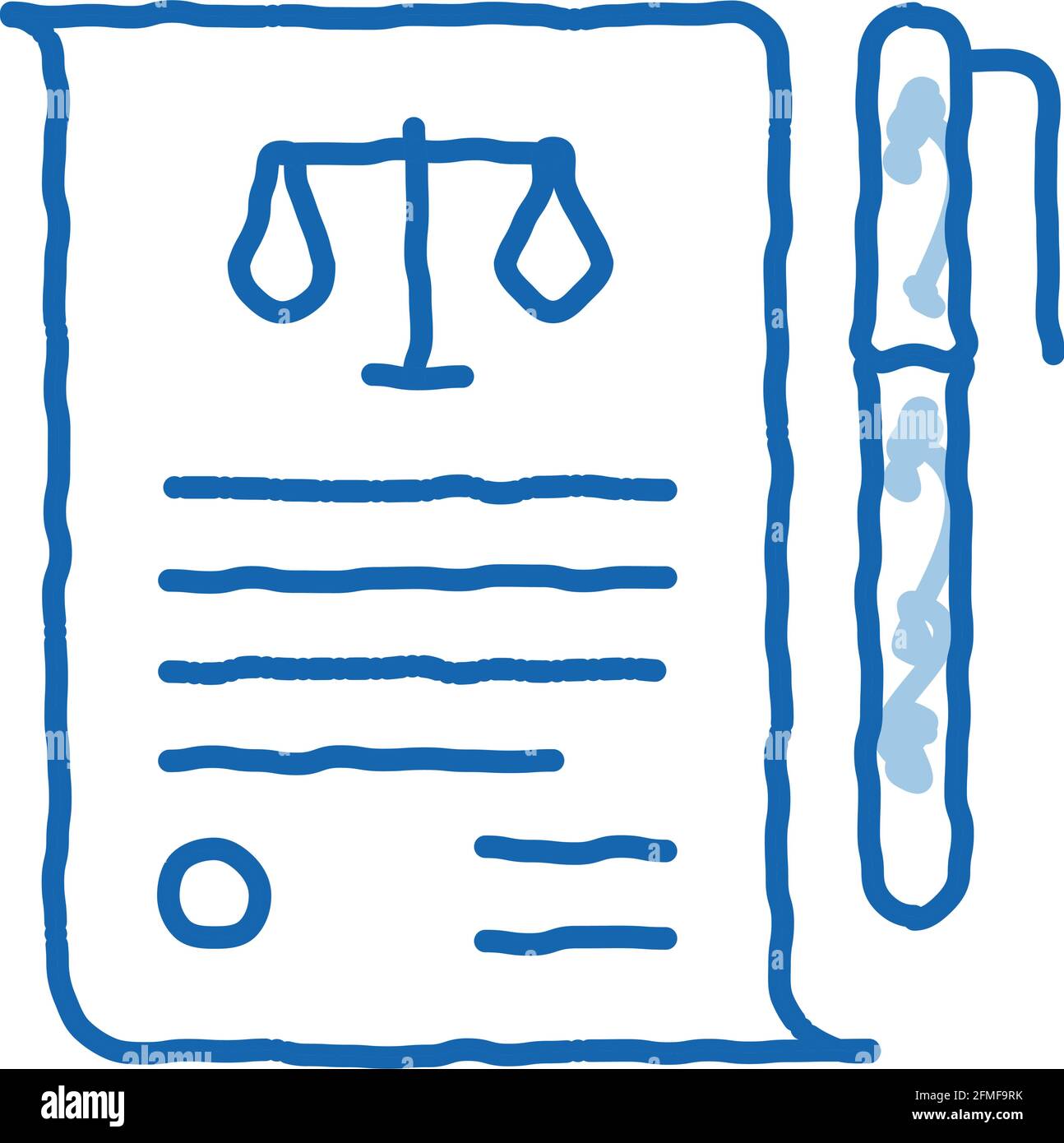 Sheet of Paper and Pen in Court Law And Judgement doodle icon hand ...