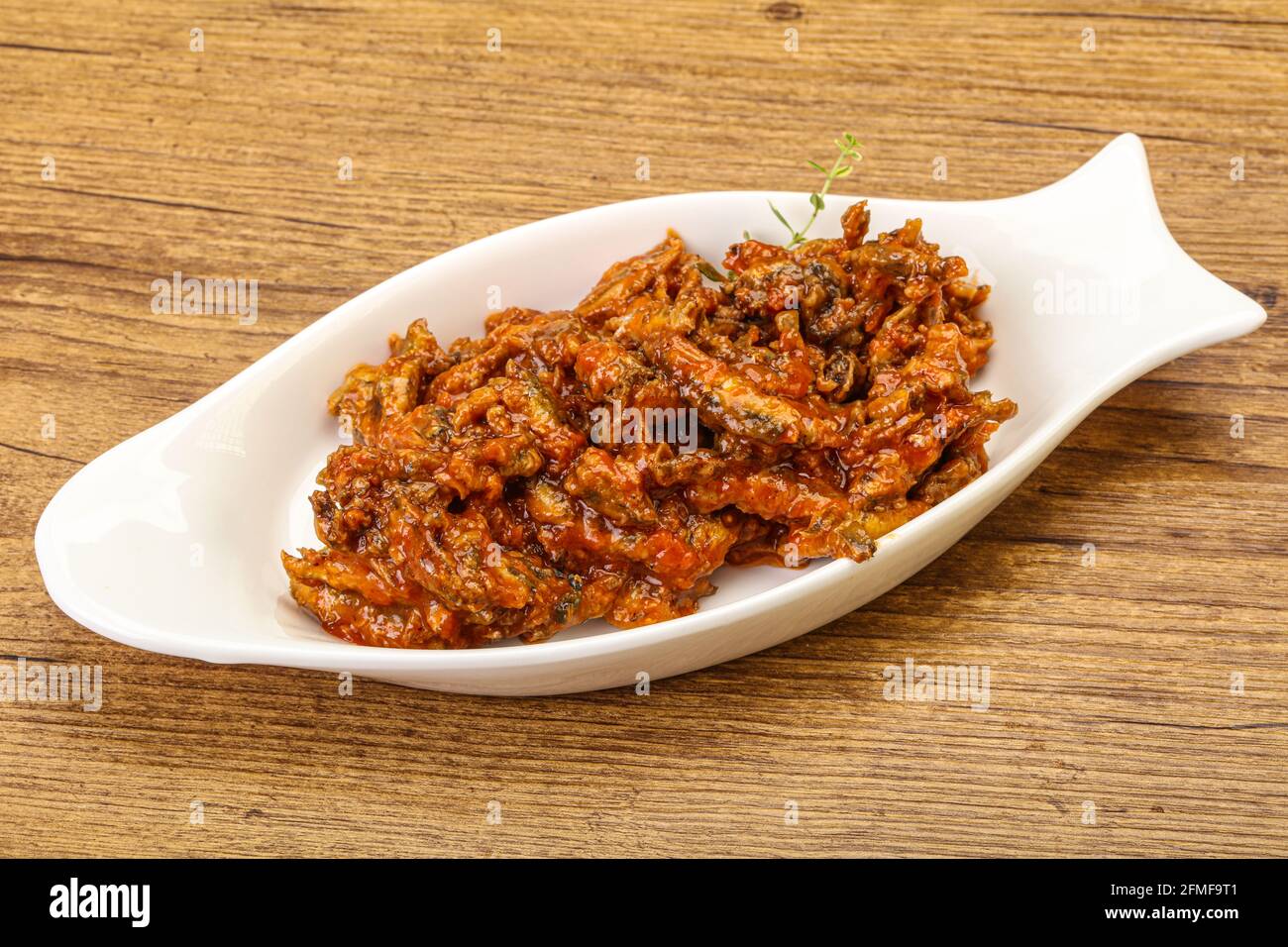 Canned anchovy snack in tomato sauce Stock Photo - Alamy