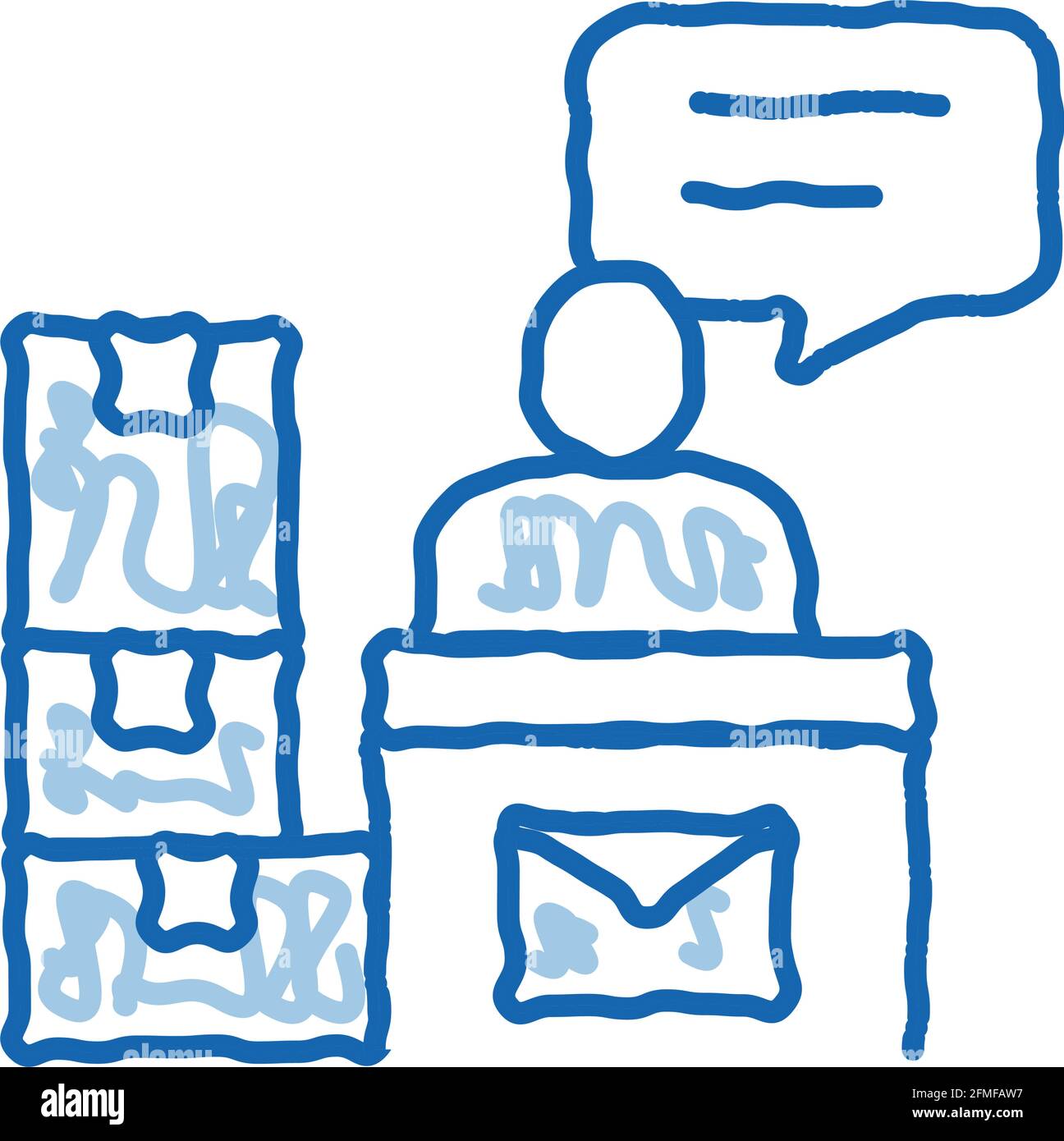 Post Office Workplace Postal Transportation Company doodle icon hand ...