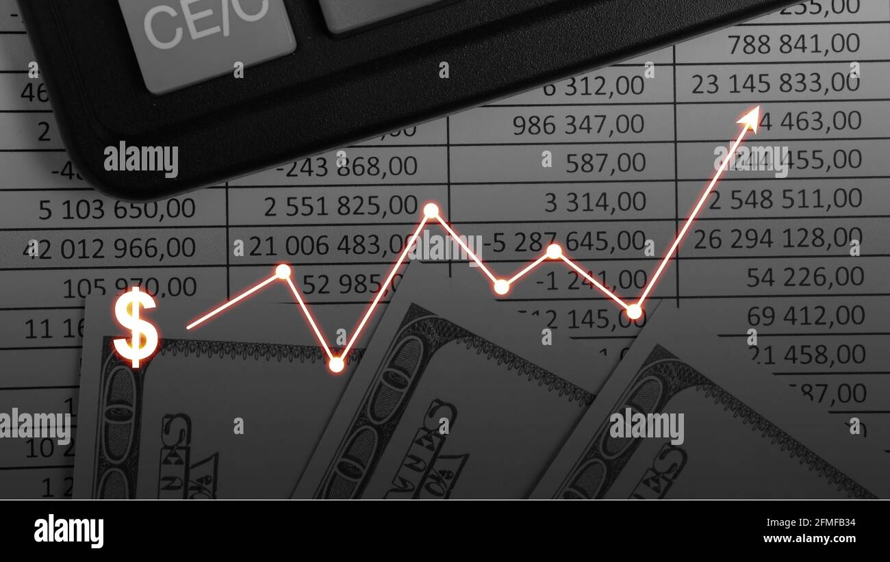 Dollar currency growth concept with up arrow graph Stock Photo - Alamy