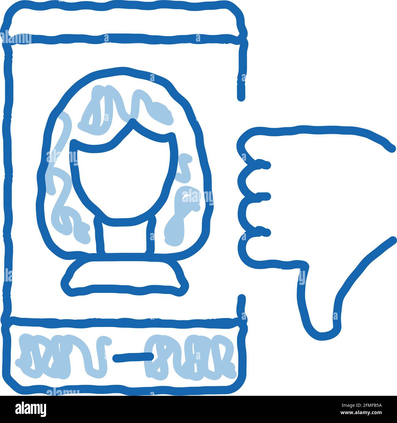 Dislike Avatar Female doodle icon hand drawn illustration Stock Vector ...