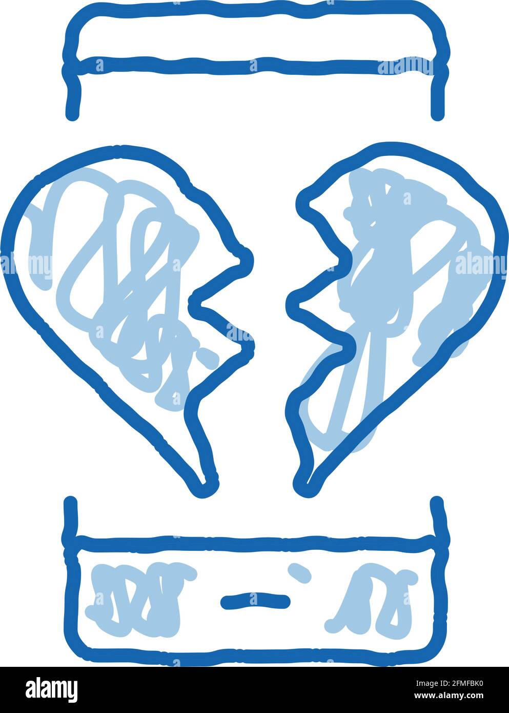 Broken Heart doodle icon hand drawn illustration Stock Vector Image ...