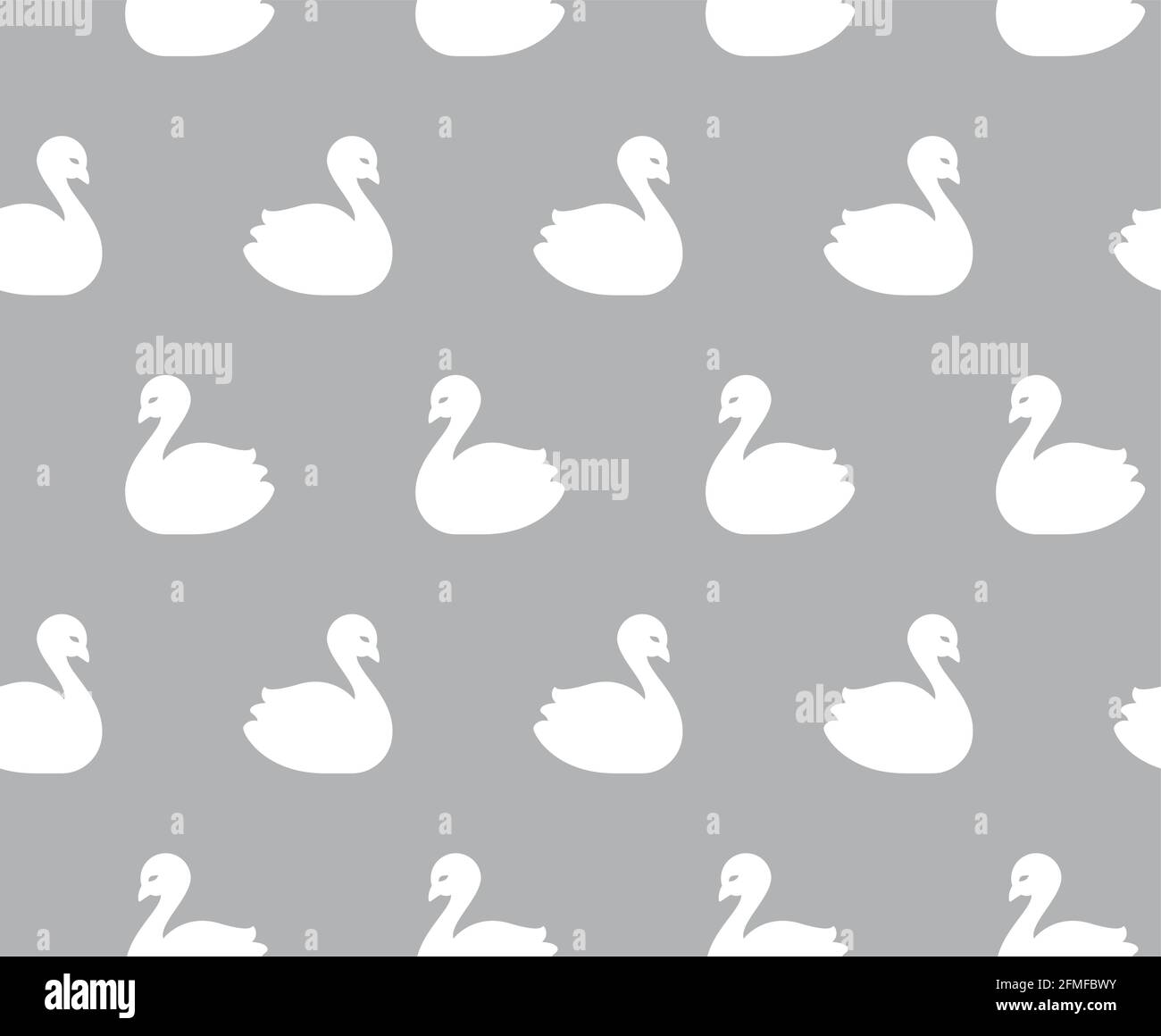 Swan seamless pattern in white and grey. Swans print for paper or ...