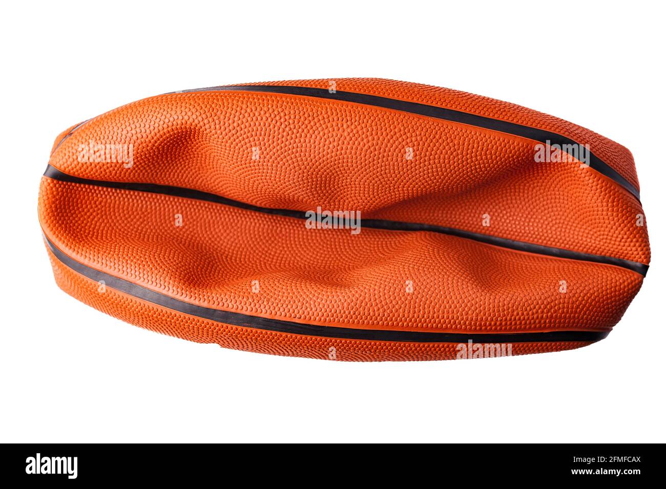 Orange, rubber, deflated basketball ball isolated on white background ...