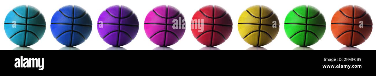 Set of different colors rubber basketball ball isolated on white ...