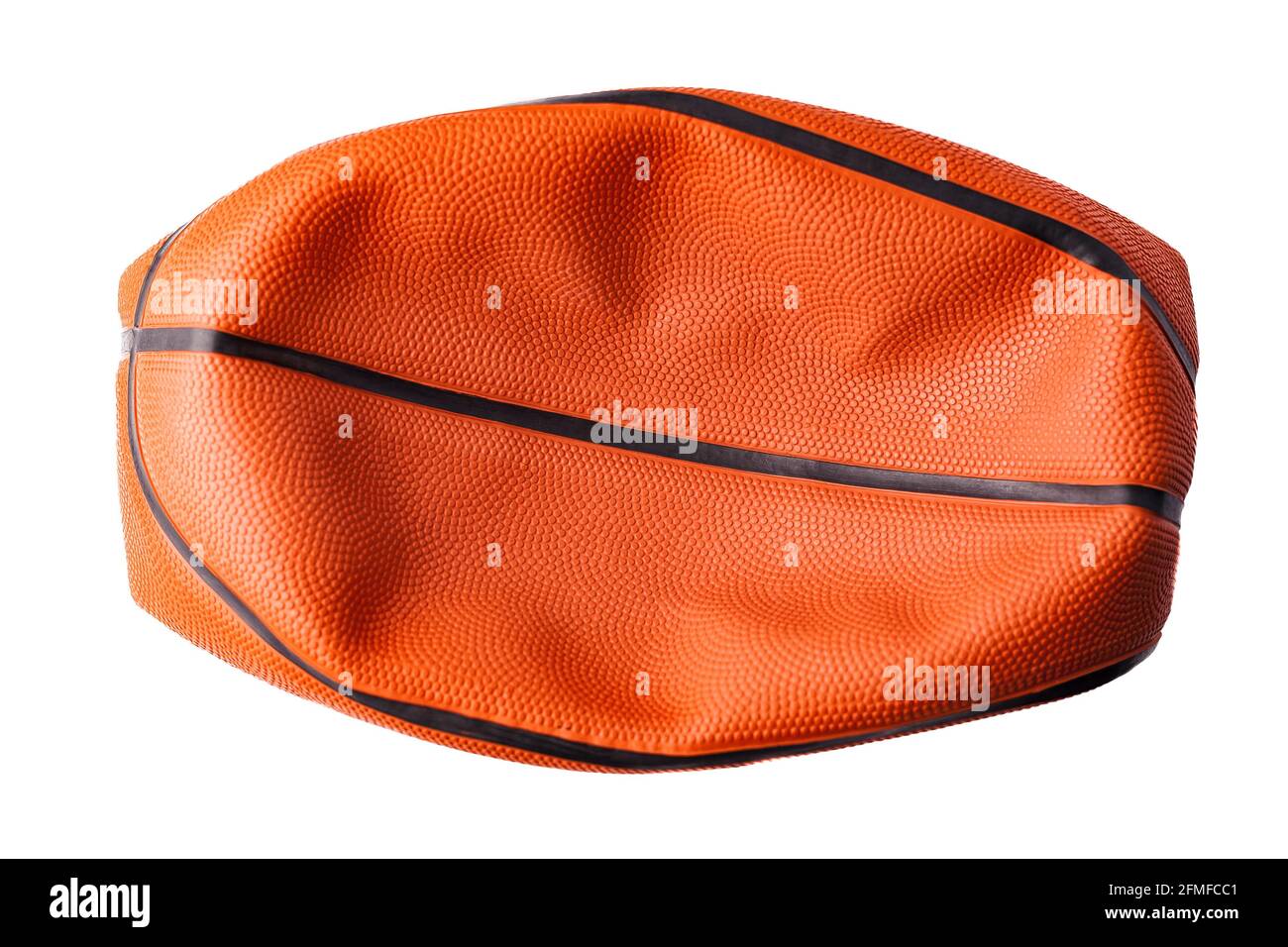 Orange, rubber, deflated basketball ball isolated on white background ...