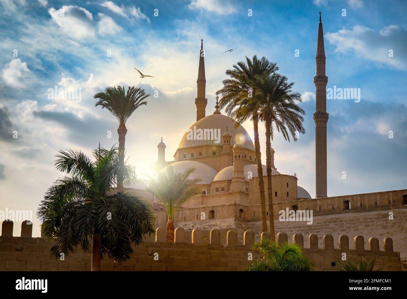 Mosque of Mohamed Ali at sunset, landscape of the Saladin Citadel in ...