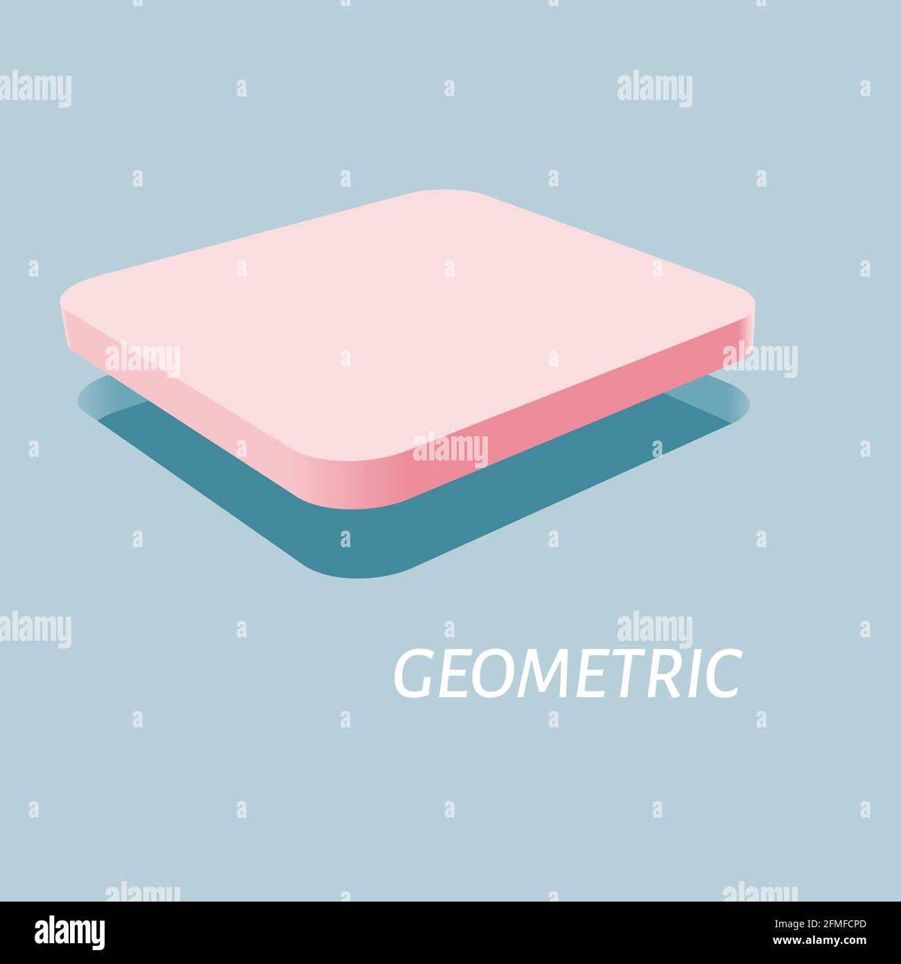 Square solid shape with rounded corners and surface with identical form ...