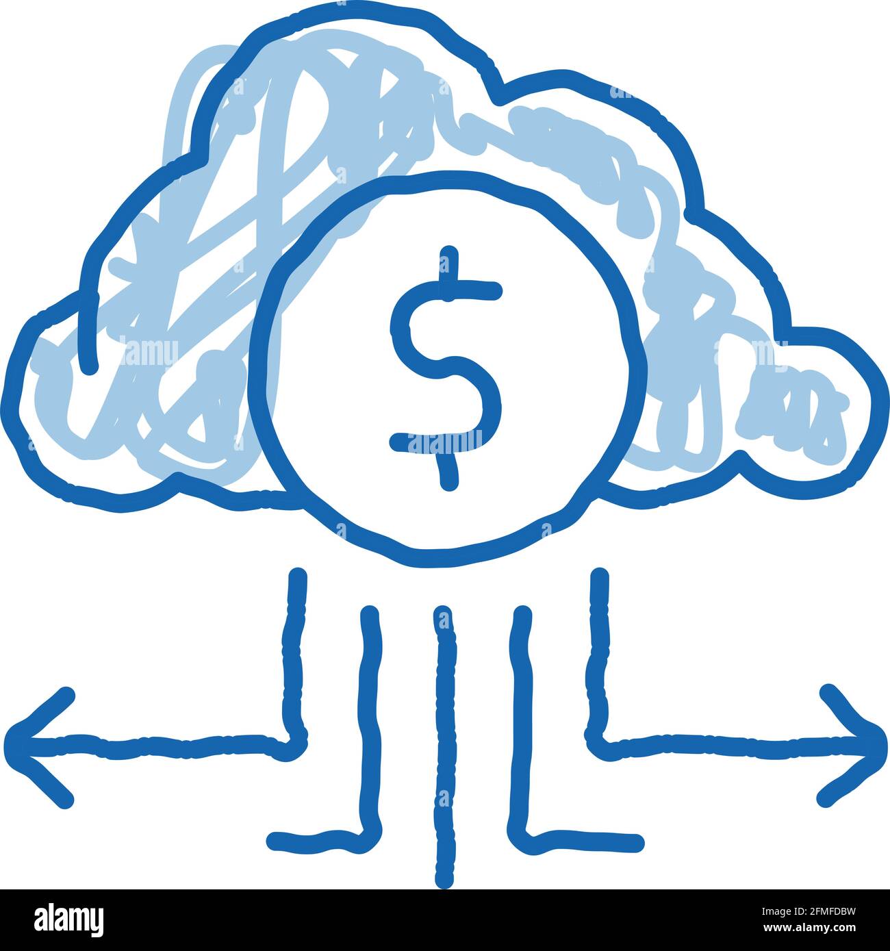 Charge Money Through Cloud Storage doodle icon hand drawn illustration ...