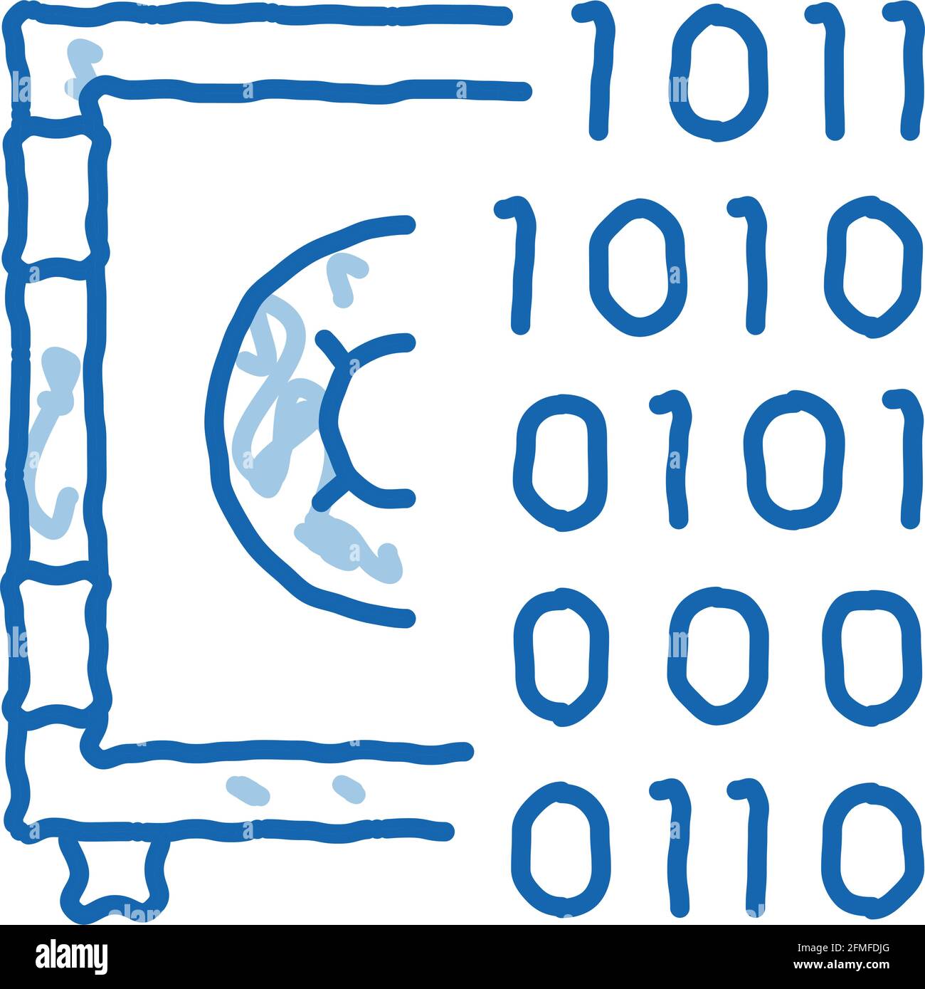 Computer Hacking With Binary Code Doodle Icon Hand Drawn Illustration Stock Vector Image And Art