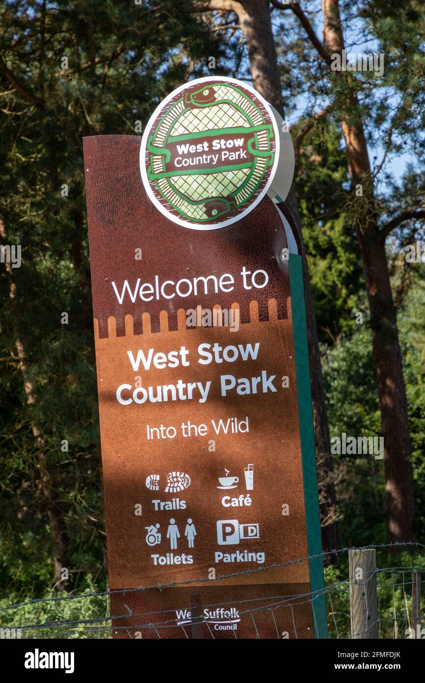 West Stow Country Park sign, Bury St Edmunds, Suffolk, England Stock ...