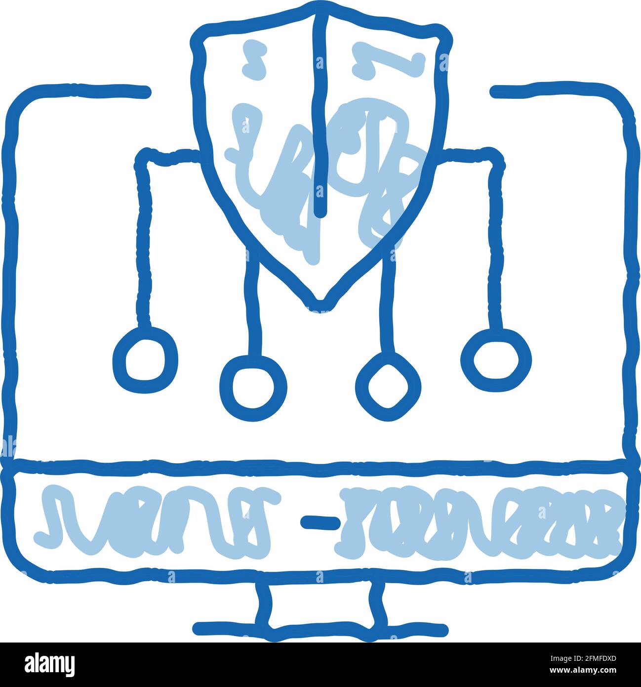 Personal Computer Protection doodle icon hand drawn illustration Stock ...