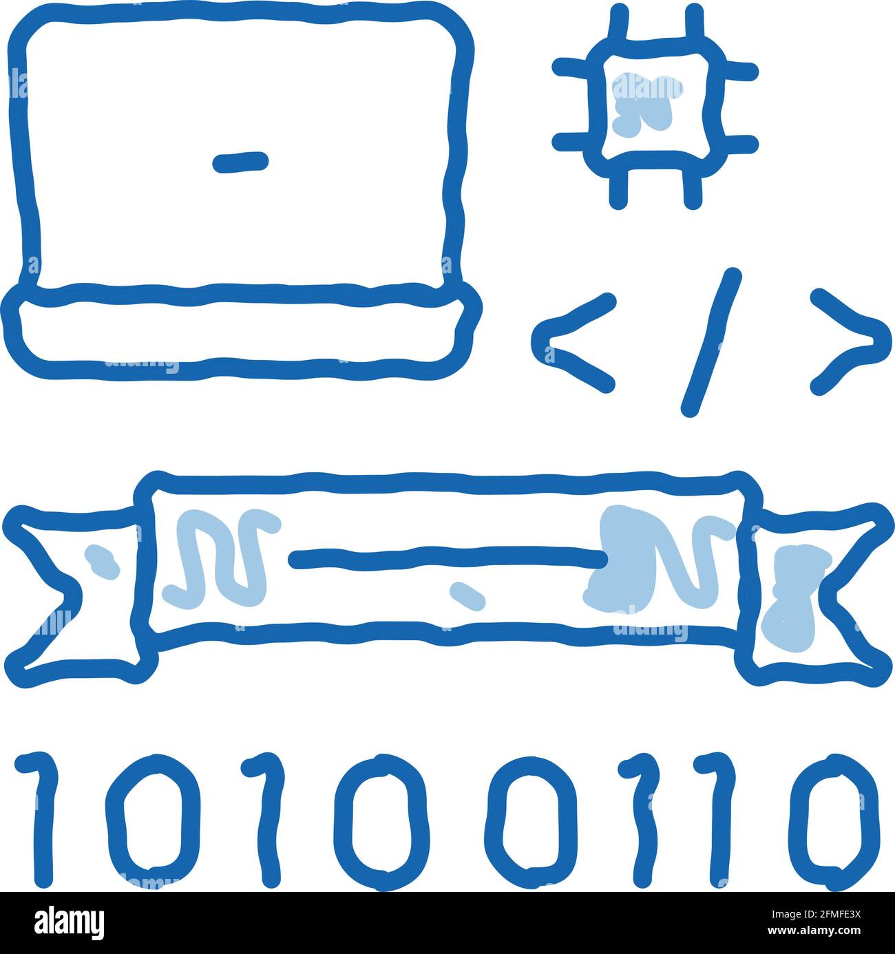 Computer Programming Graduation doodle icon hand drawn illustration ...