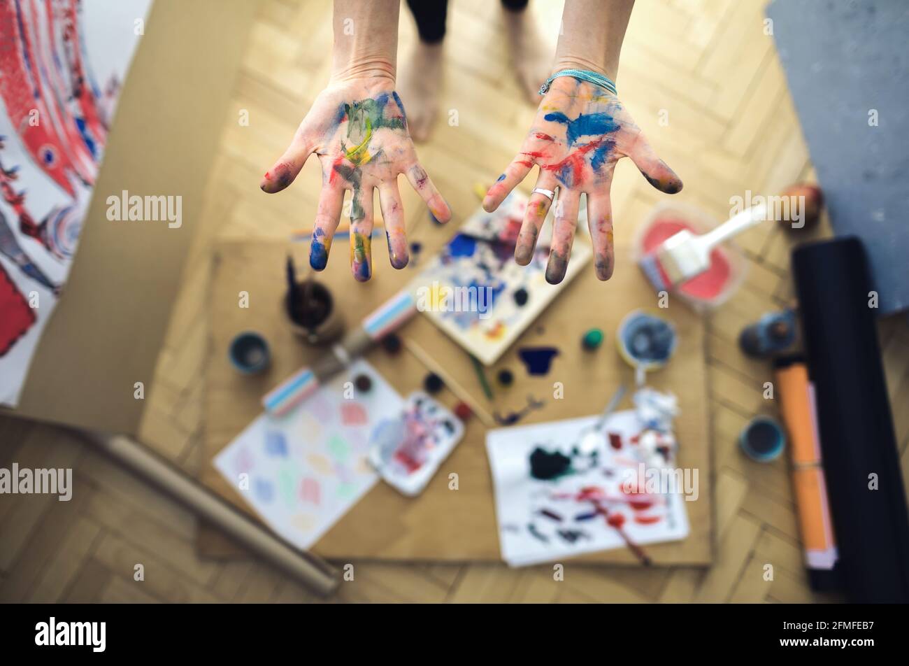 Hand top view hi-res stock photography and images - Alamy