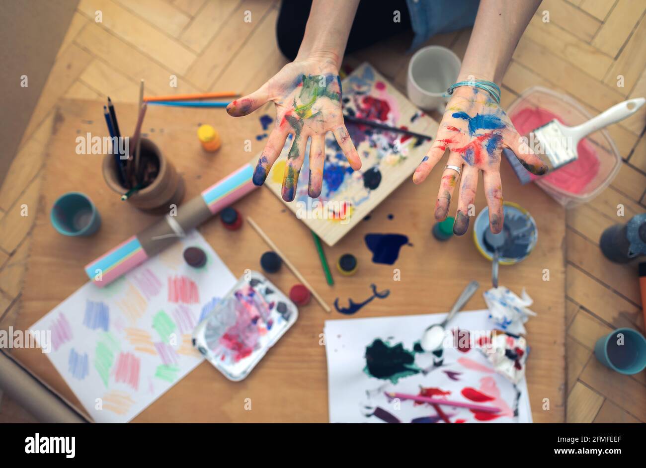 Hand top view hi-res stock photography and images - Alamy