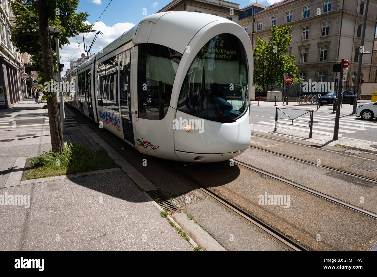 Lyon (France), May 05, 2021. Tramway line T2 on Avenue Berthelot Stock ...