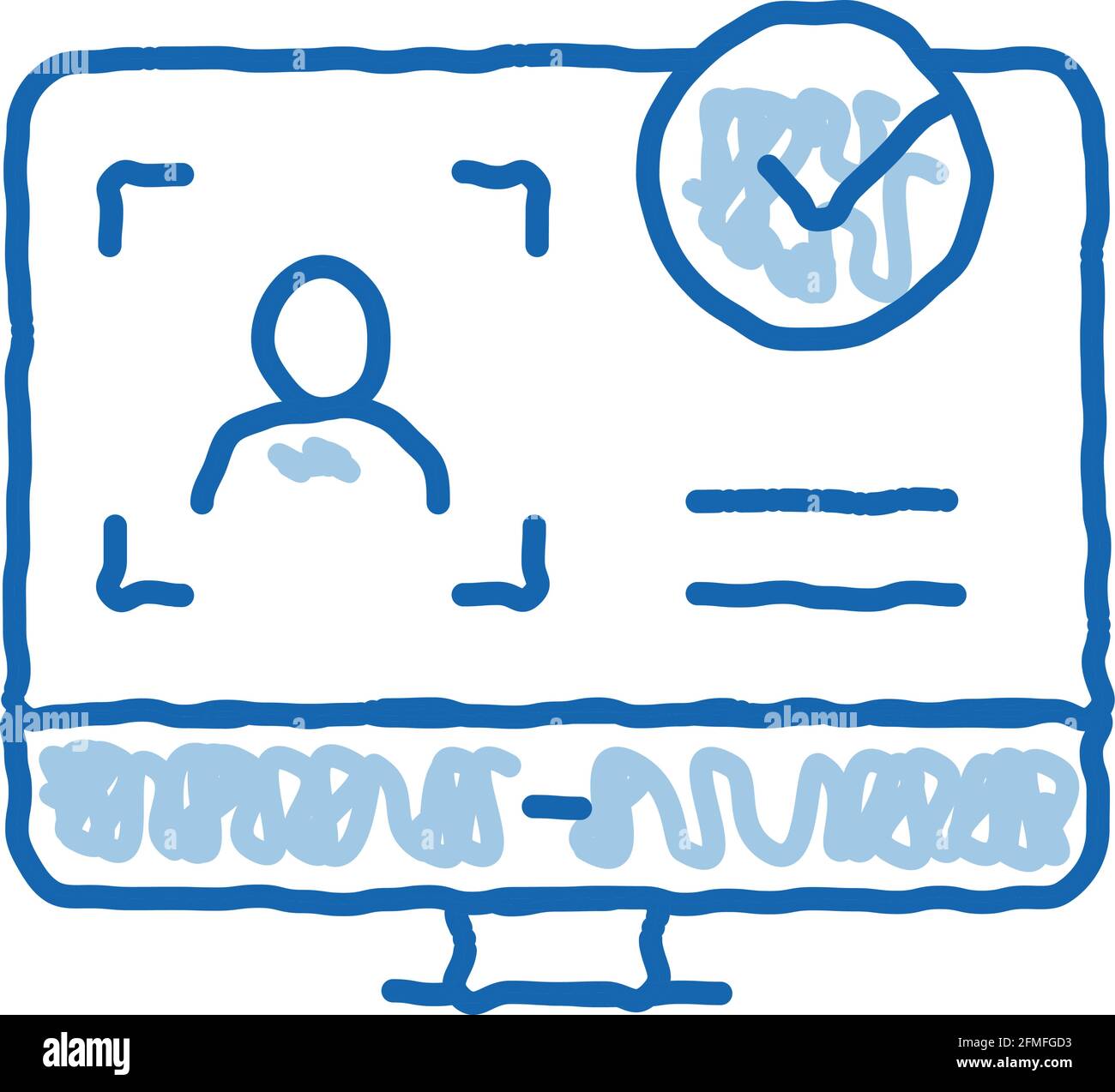 Computer Person Identity doodle icon hand drawn illustration Stock ...