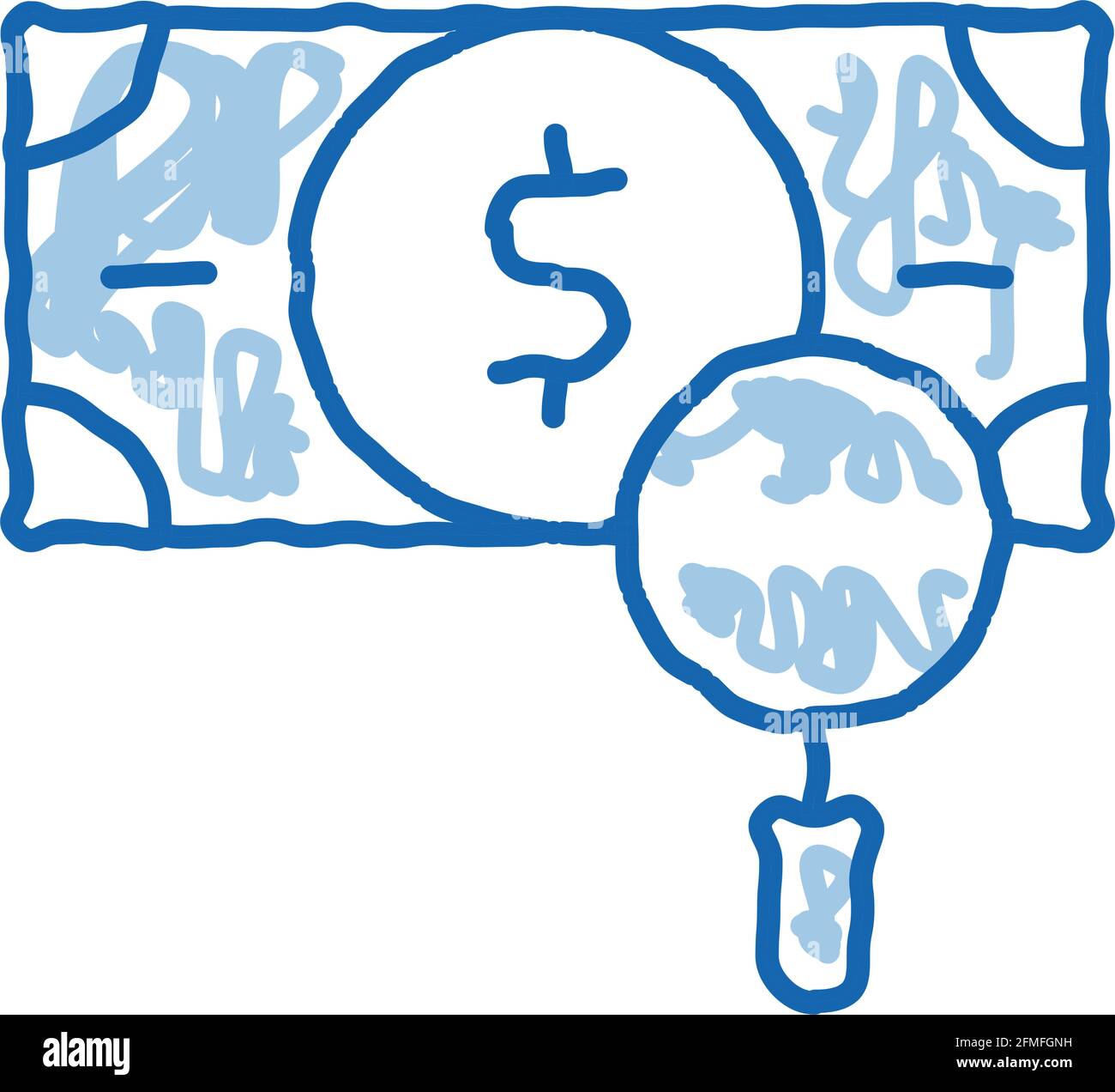 Currency Difference Search doodle icon hand drawn illustration Stock ...