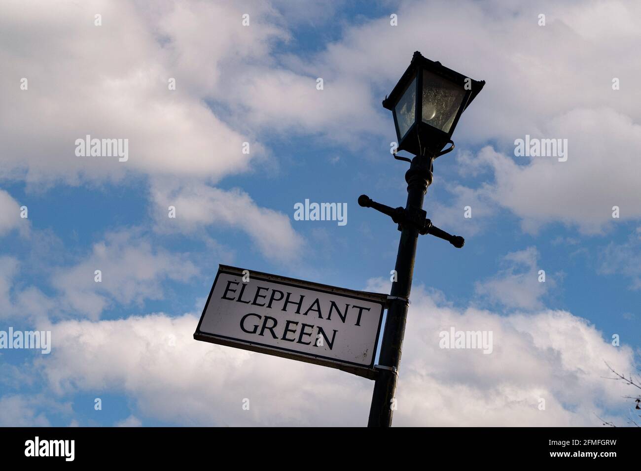 Elephant Green street sign, Newport, Essex, England Stock Photo - Alamy