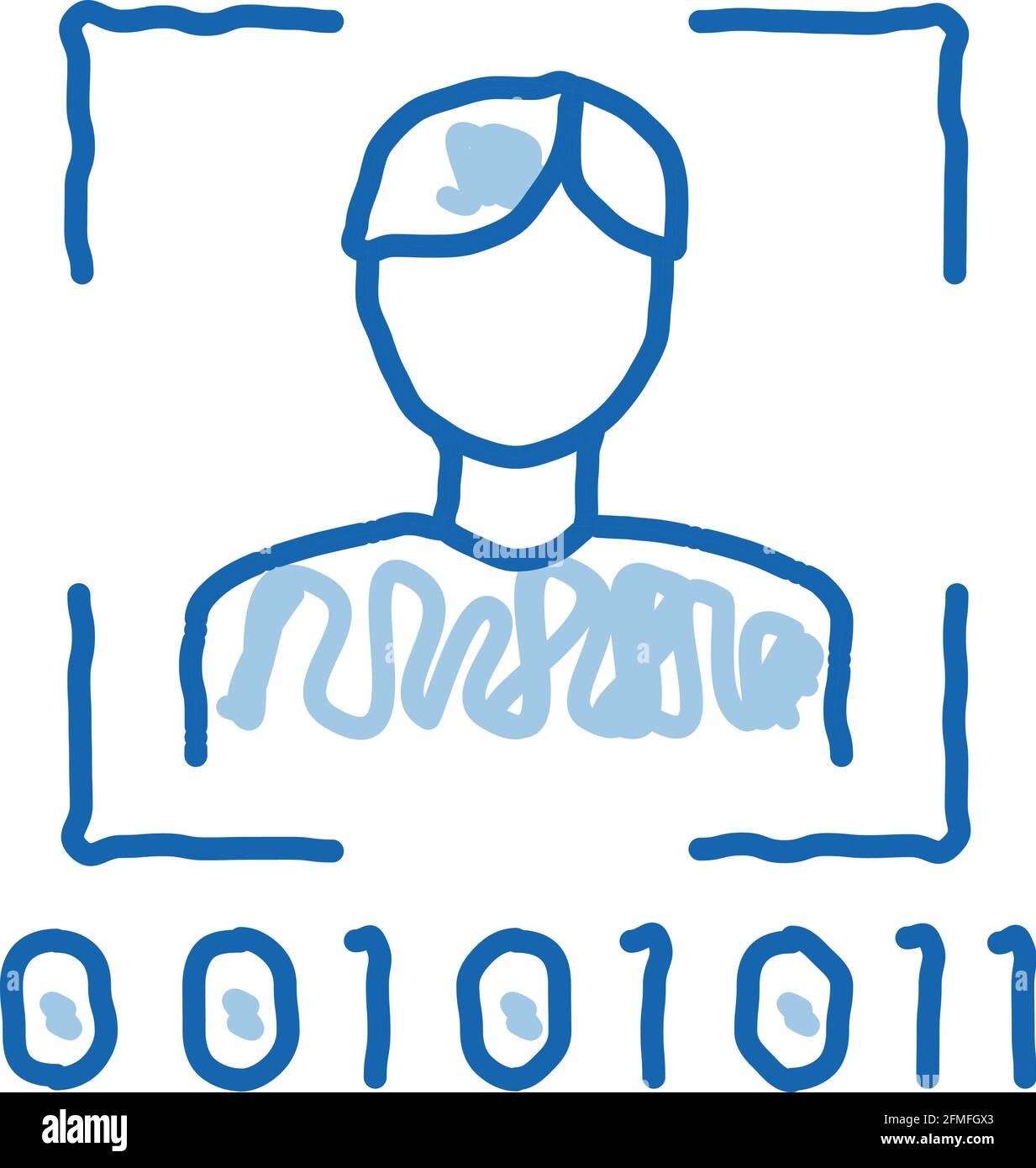Human Binary Code doodle icon hand drawn illustration Stock Vector ...