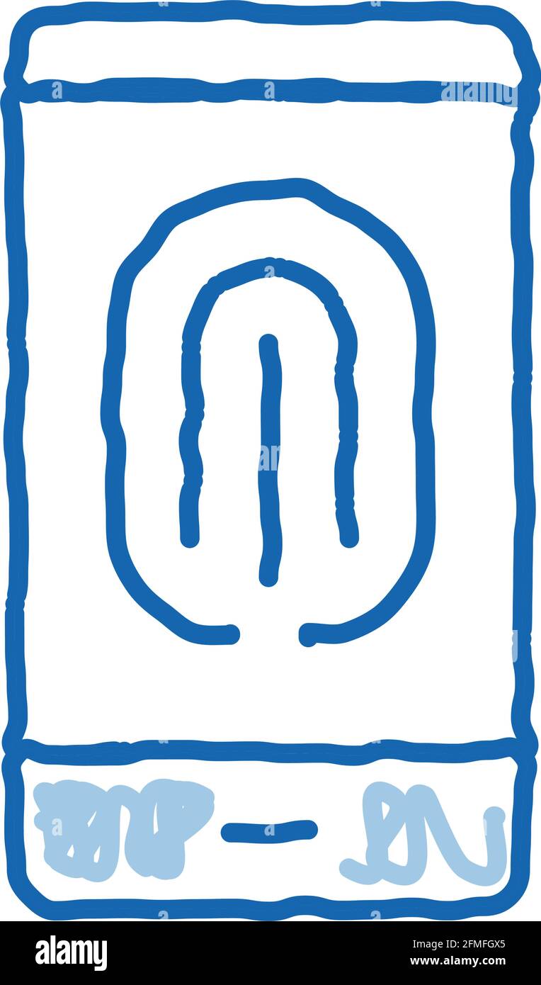 Scan Fingerprint in Phone doodle icon hand drawn illustration Stock ...