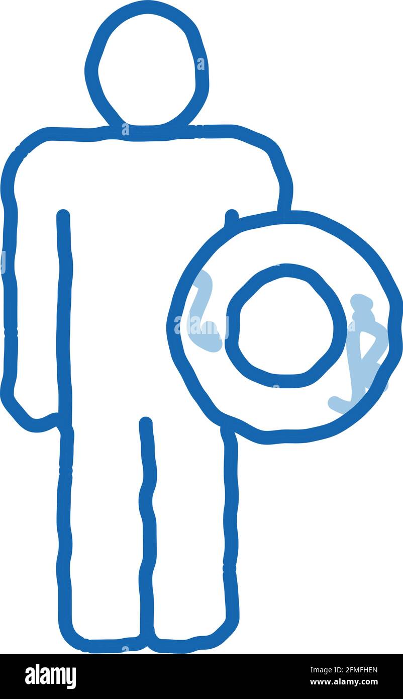 Strong Man With Shield doodle icon hand drawn illustration Stock Vector ...