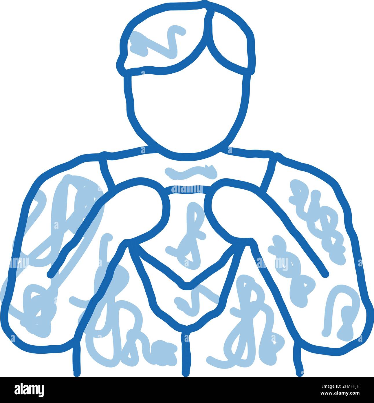 Removing Mask from Hero doodle icon hand drawn illustration Stock ...