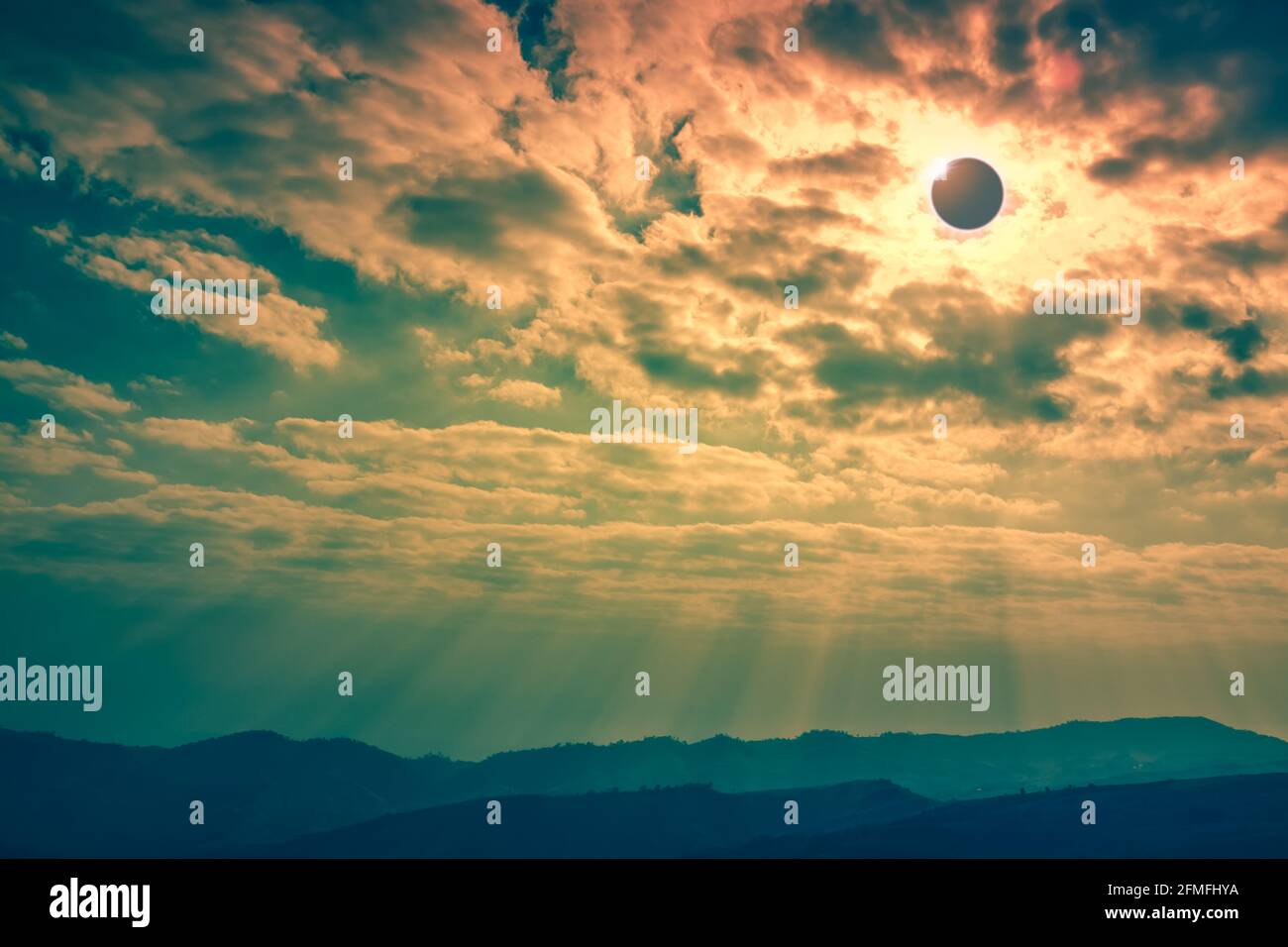 Amazing scientific natural phenomenon. The Moon covering the Sun. Total ...