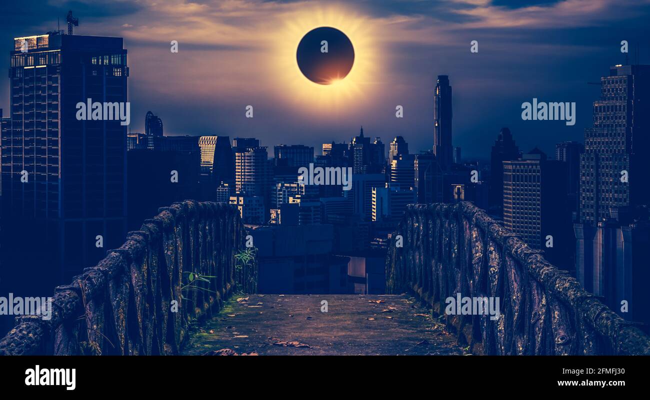 Amazing scientific natural phenomenon. The Moon covering the Sun. Total ...