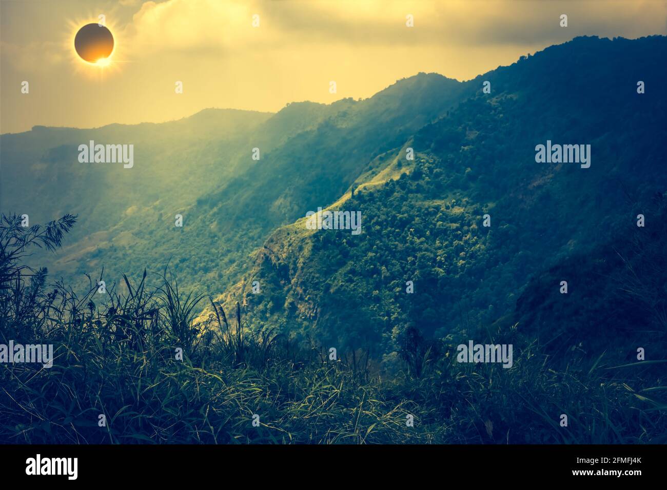 Amazing scientific natural phenomenon. The Moon covering the Sun. Total ...