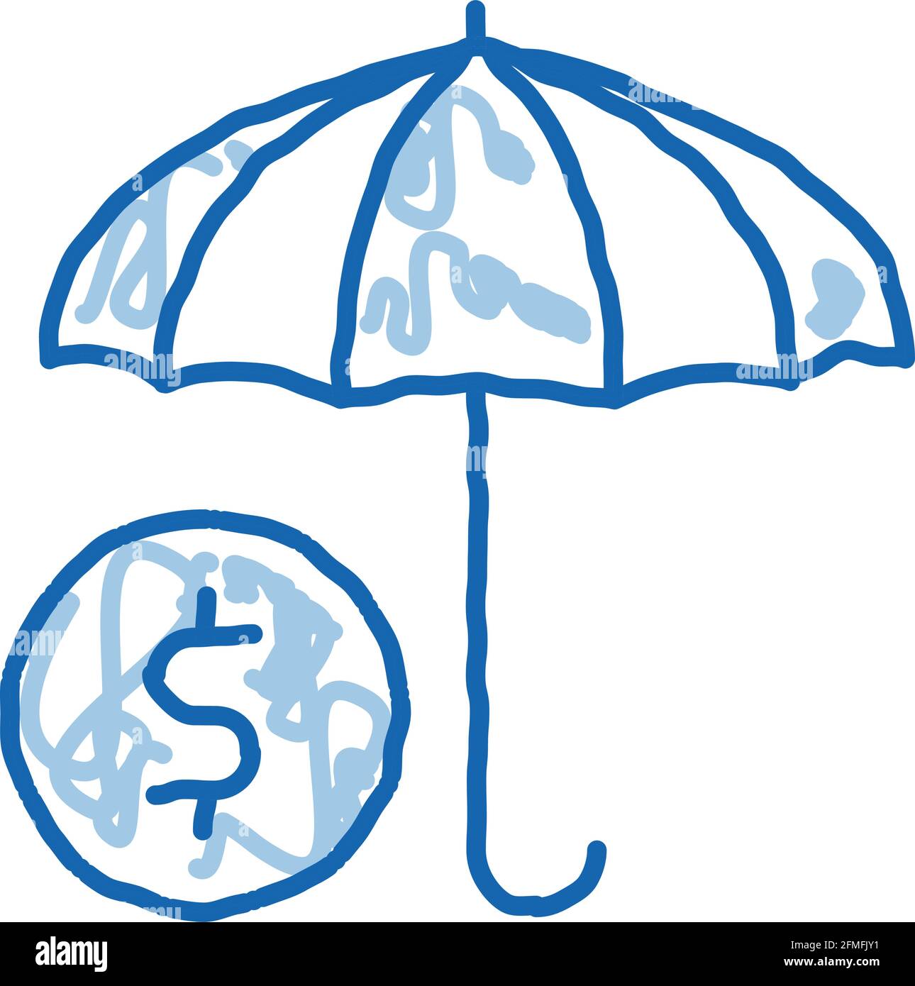 Umbrella with Color Sectors doodle icon hand drawn illustration Stock ...