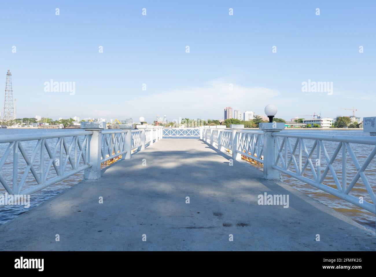 Bridge river port. Bridge that runs into the river for the harbor of ...