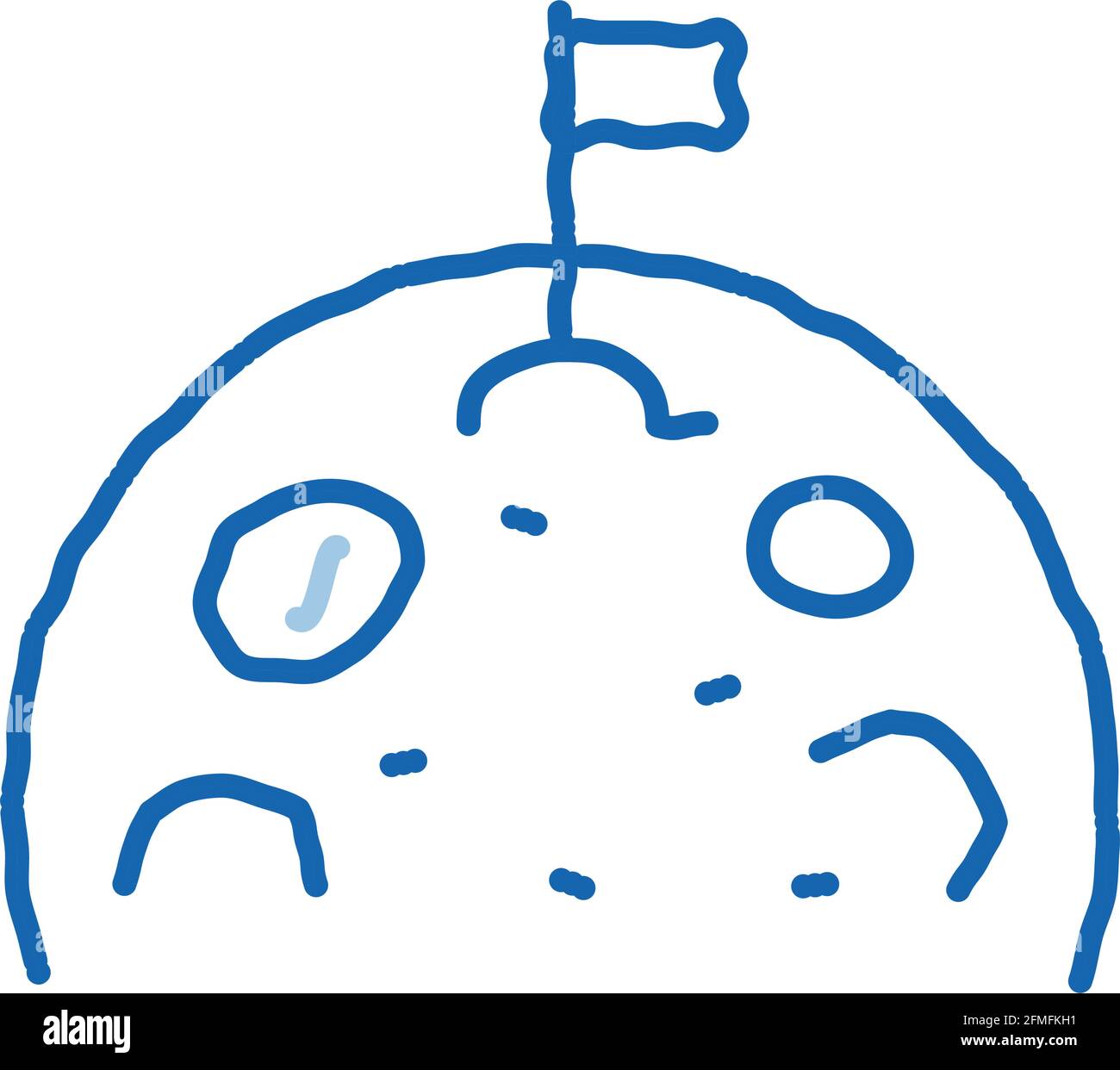 Flag Standing On Moon doodle icon hand drawn illustration Stock Vector ...