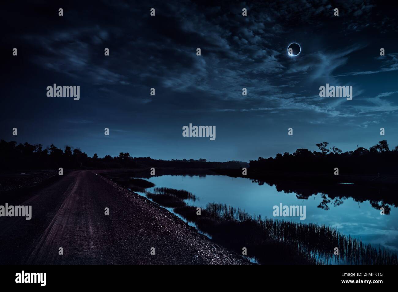 Amazing scientific natural phenomenon. The Moon covering the Sun. Total ...