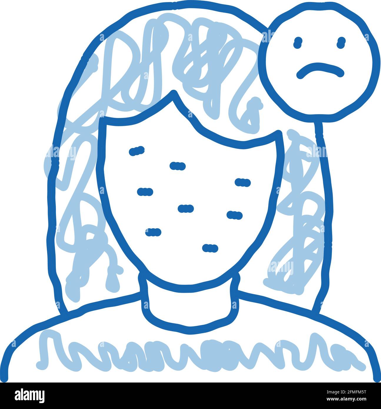 Acne Face Sad Girl doodle icon hand drawn illustration Stock Vector ...