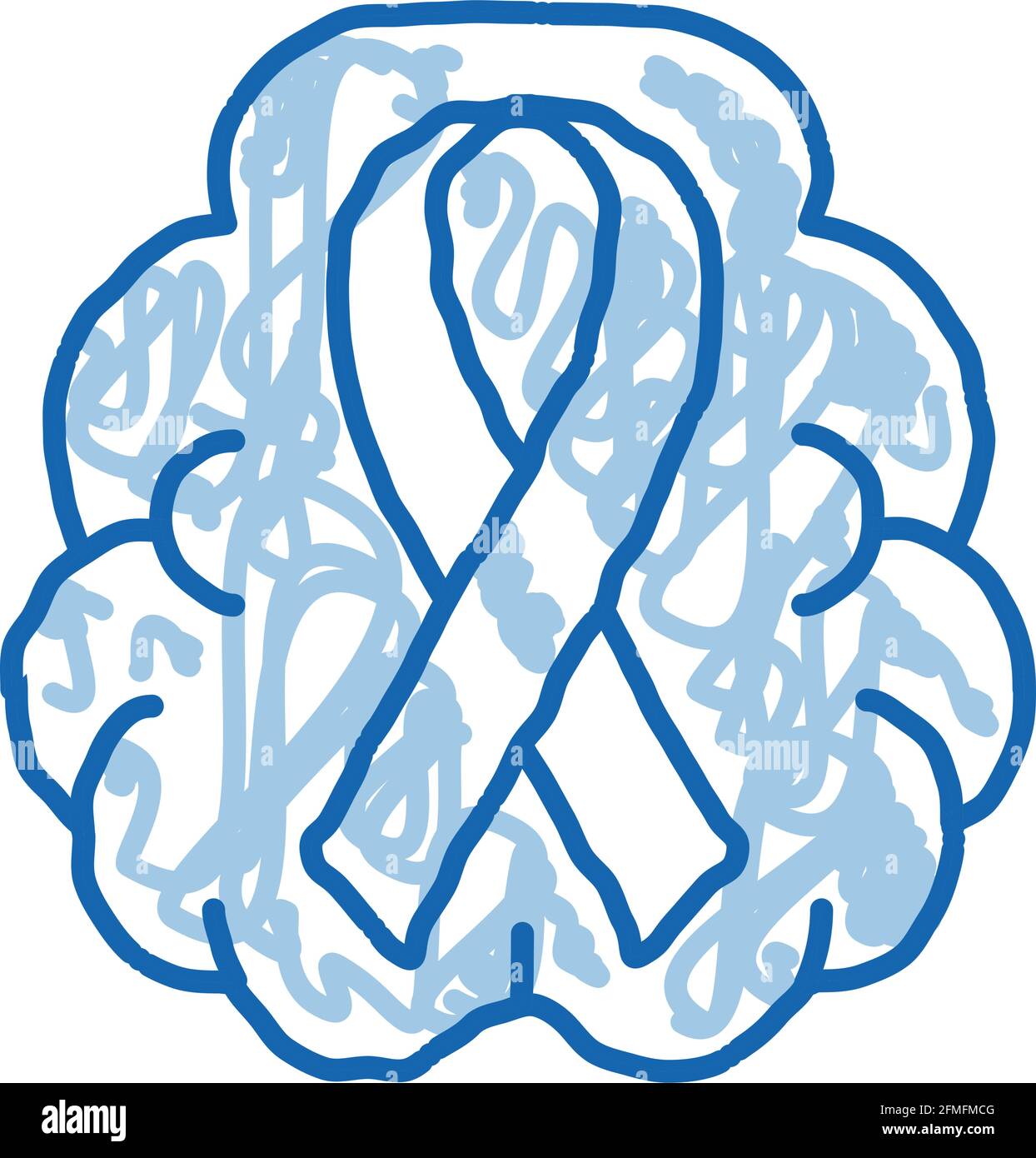 Brain And Health Ribbon doodle icon hand drawn illustration Stock ...