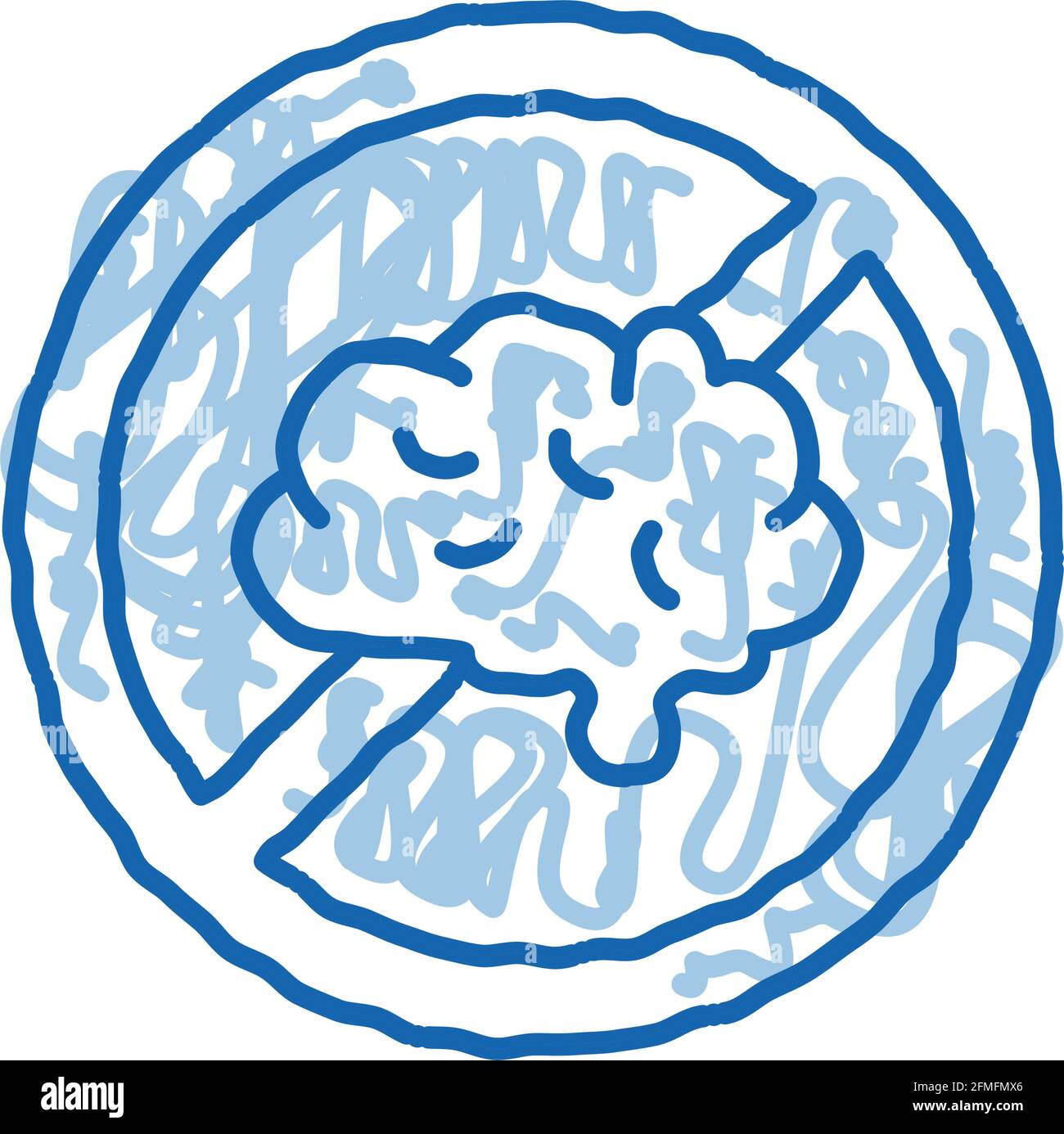Brain Strikethrough Mark doodle icon hand drawn illustration Stock ...