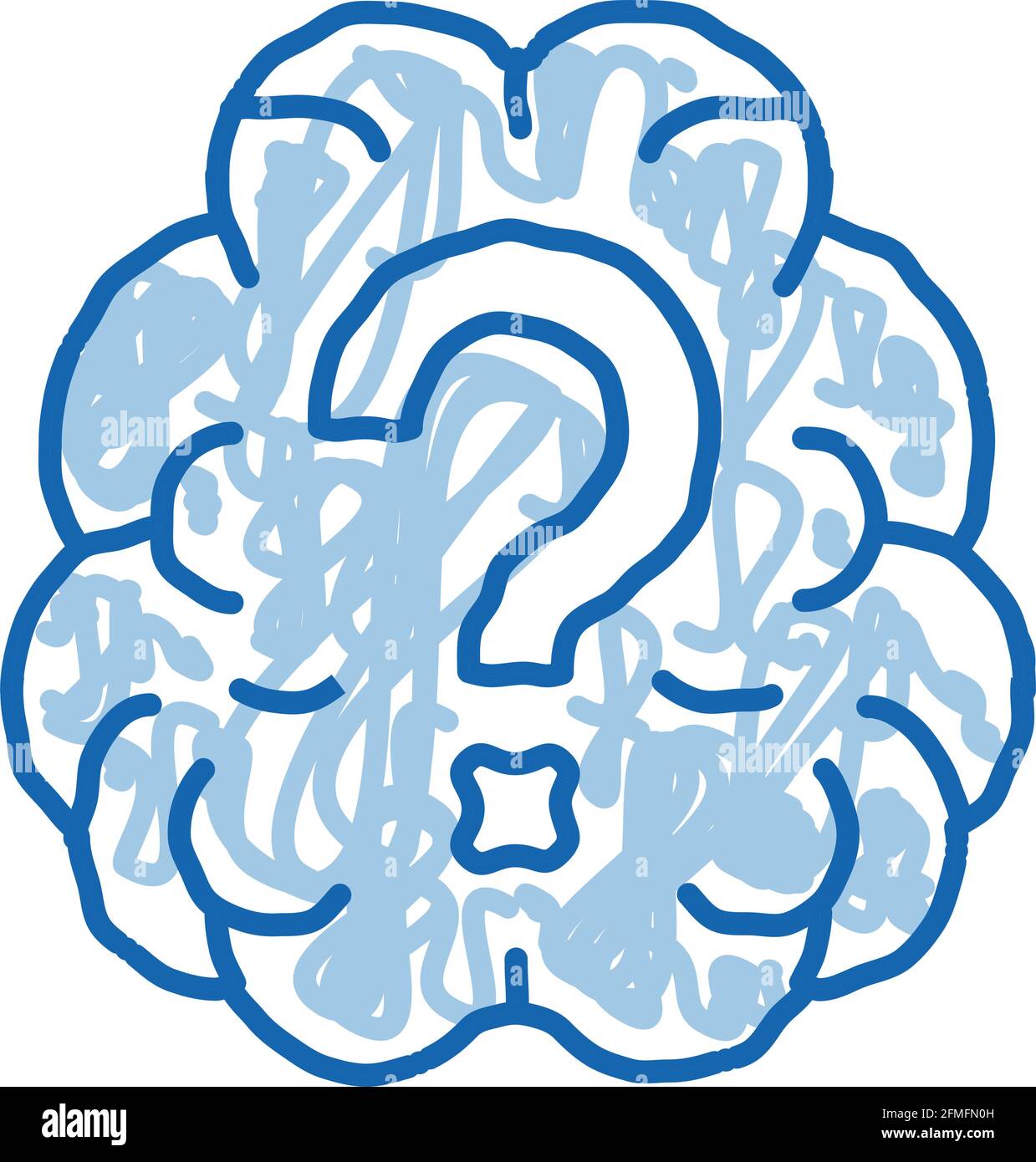 Brain And Question Mark doodle icon hand drawn illustration Stock ...