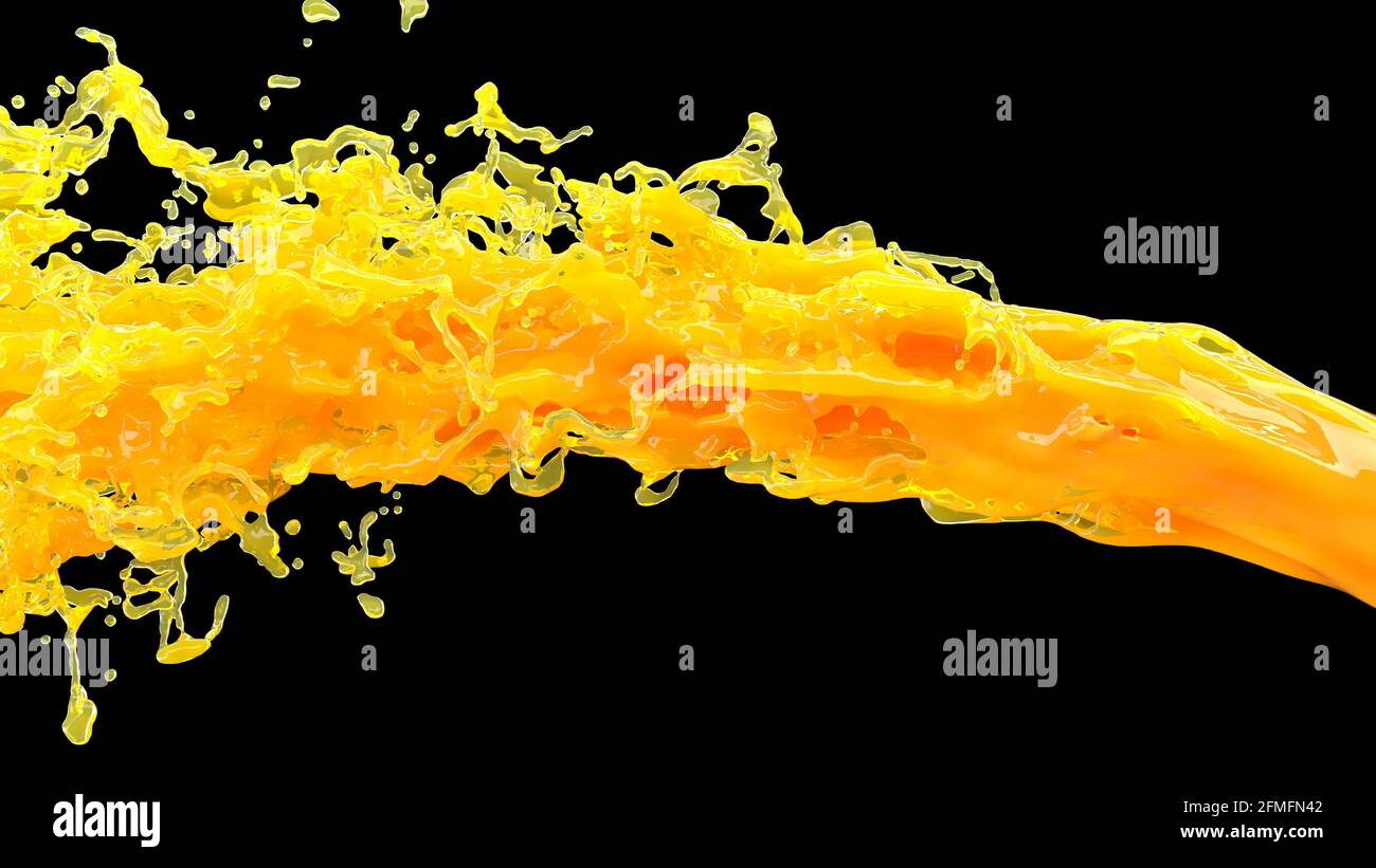 Fresh Orange juice jet stream Nature liquid Healthy food super slow ...