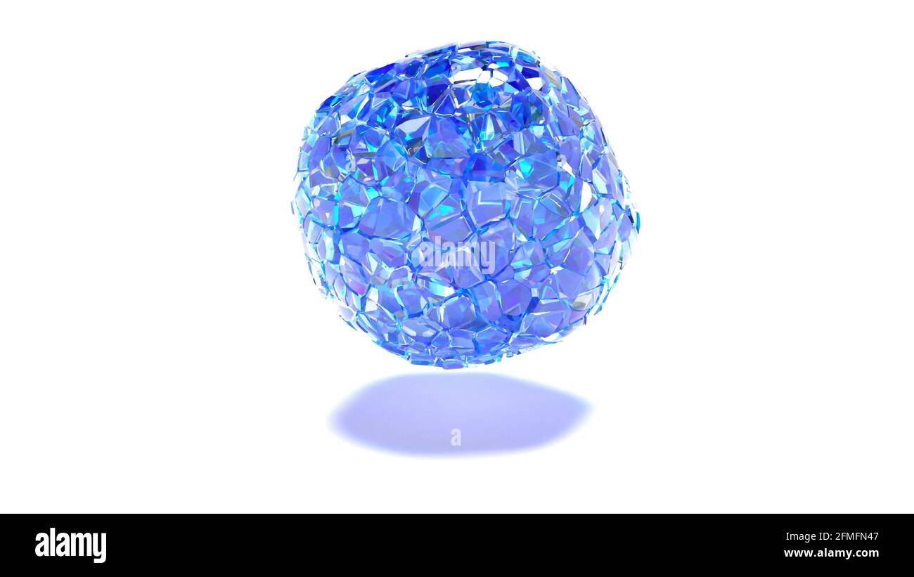 Explosion blue glass pieces 3d style Technology concept super slow ...