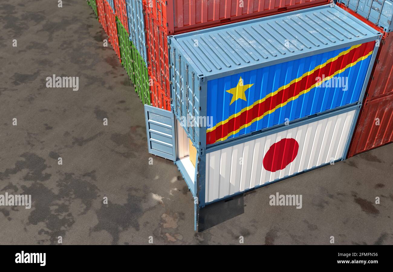 Freight containers with Democratic Republic of the Congo and Japan ...