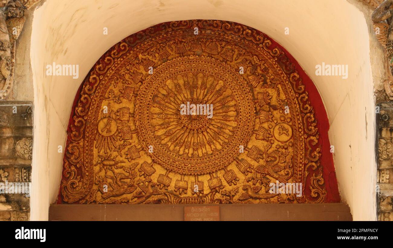 Gable of the entrance gate Phra That Lampang Luang, Thailand Stock ...